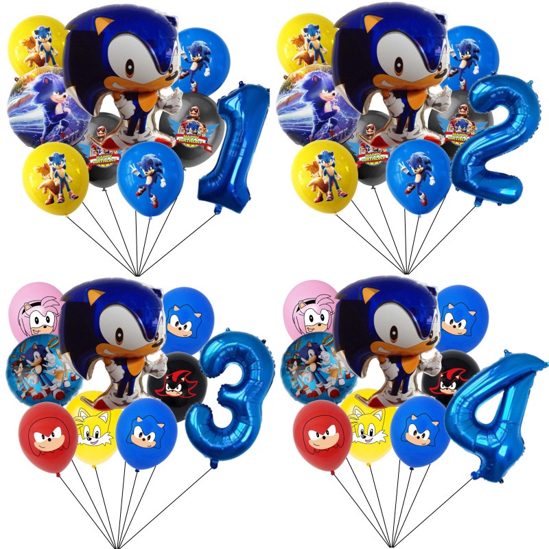 9pcs Sonic Ball Aluminum Film Balloon Set Hedgehog Latex Balloons ...
