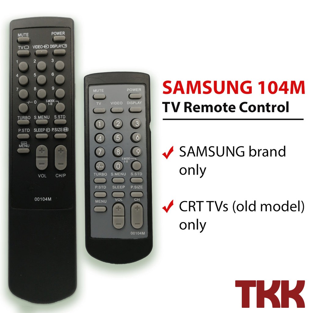 SAMSUNG TV REMOTE CONTROLLER FOR CRT TV OR OLD TV MODELS 104M | Shopee ...