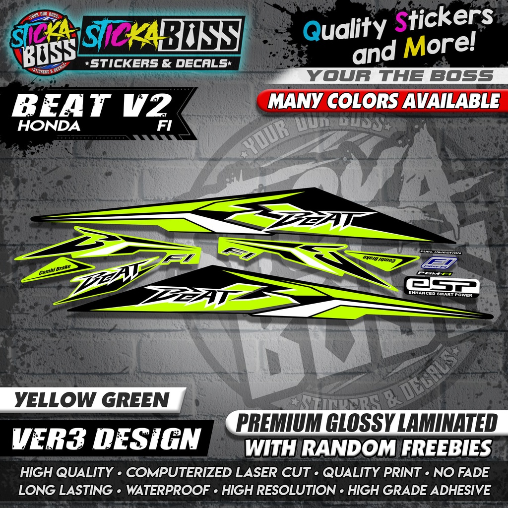 Honda Beat Fi v2 Stock Decals ( Ver3 Design )【PREMIUM GLOSSY LAMINATED ...