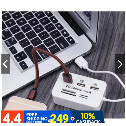 USB 2.0 3 Port Hub Card Reader with LED Indicator for PC | Shopee ...