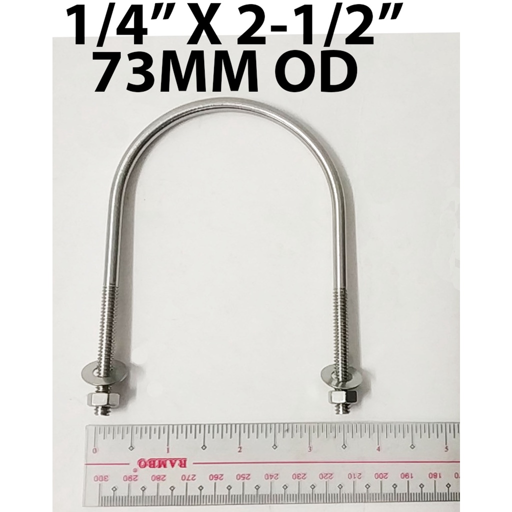 SS UBOLT 1/4" X 2-1/2" STAINLESS STEEL U BOLT U-BOLT 1/4" DIA. X 2-1/2 ...