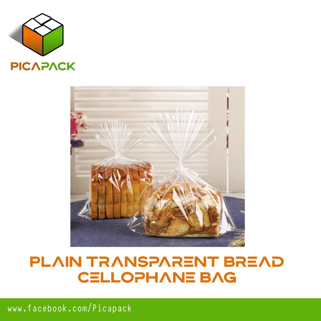 100pcs Plain Transparent Bread Bag OPP Cellophane Bag Cello Loaf ...