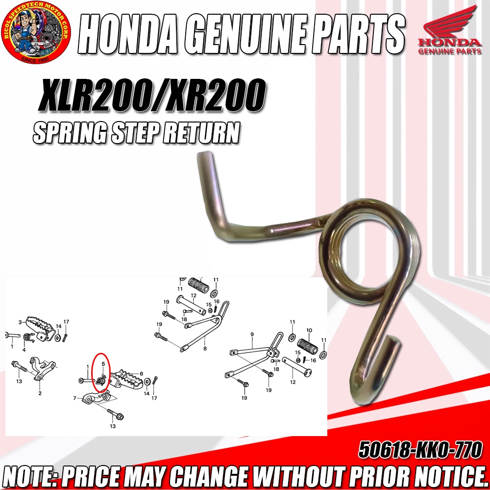 XLR200/XR200 SPRING STEP RETURN Left (HPI) (Genuine: 50618-KK0-770 ...