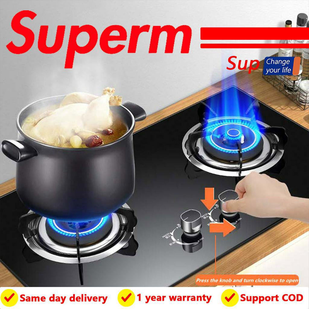 4500W fully automatic built-in double burner gas stove black tempered ...