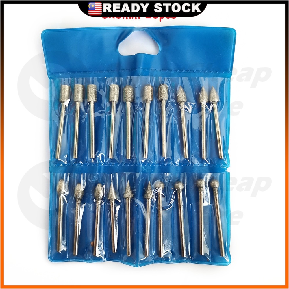 3mm Diamond Burr Grinding Head Grinder Burr Abrasive Polishing Porting ...