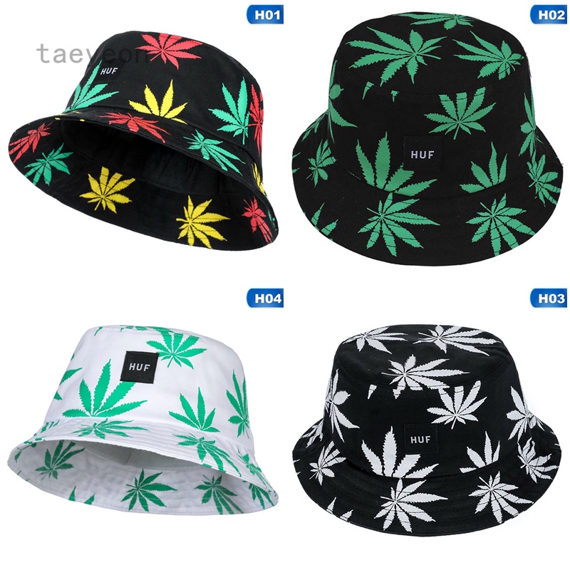 Bucket Hat Marijuana Cannabis Leaf Cotton Cap Boonie Fisherman's Hat ...