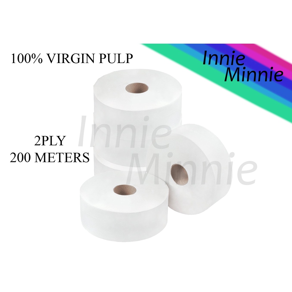 [12 Rolls] JUMBO ROLL TISSUE 100% Virgin Pulp / PURE PULP 2 Ply 1 CASE ...