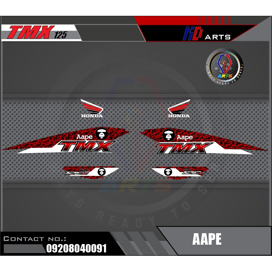 TMX 125 Decals "AAPE" : Customized Motorcycle Decals, Laminated, NO ...