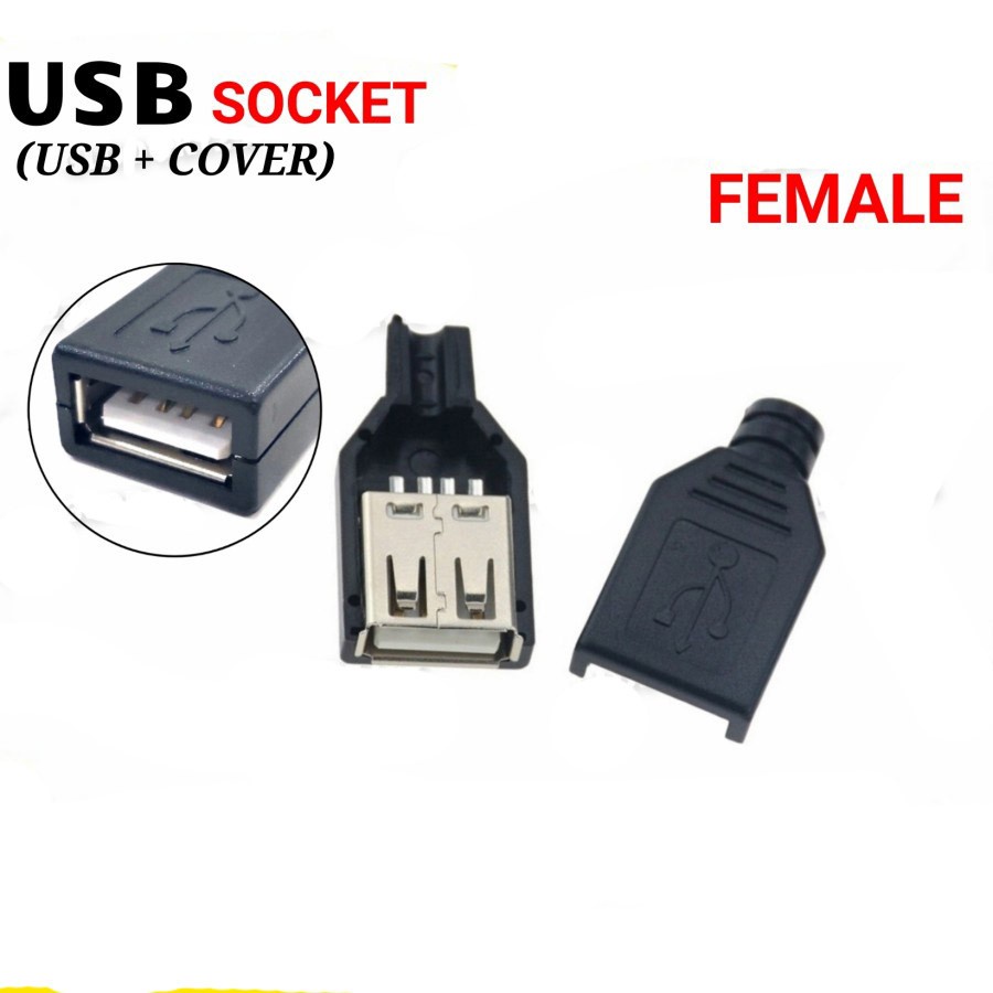 USB female Socket 4 Pin Plug + female Female Socket Connector housing ...