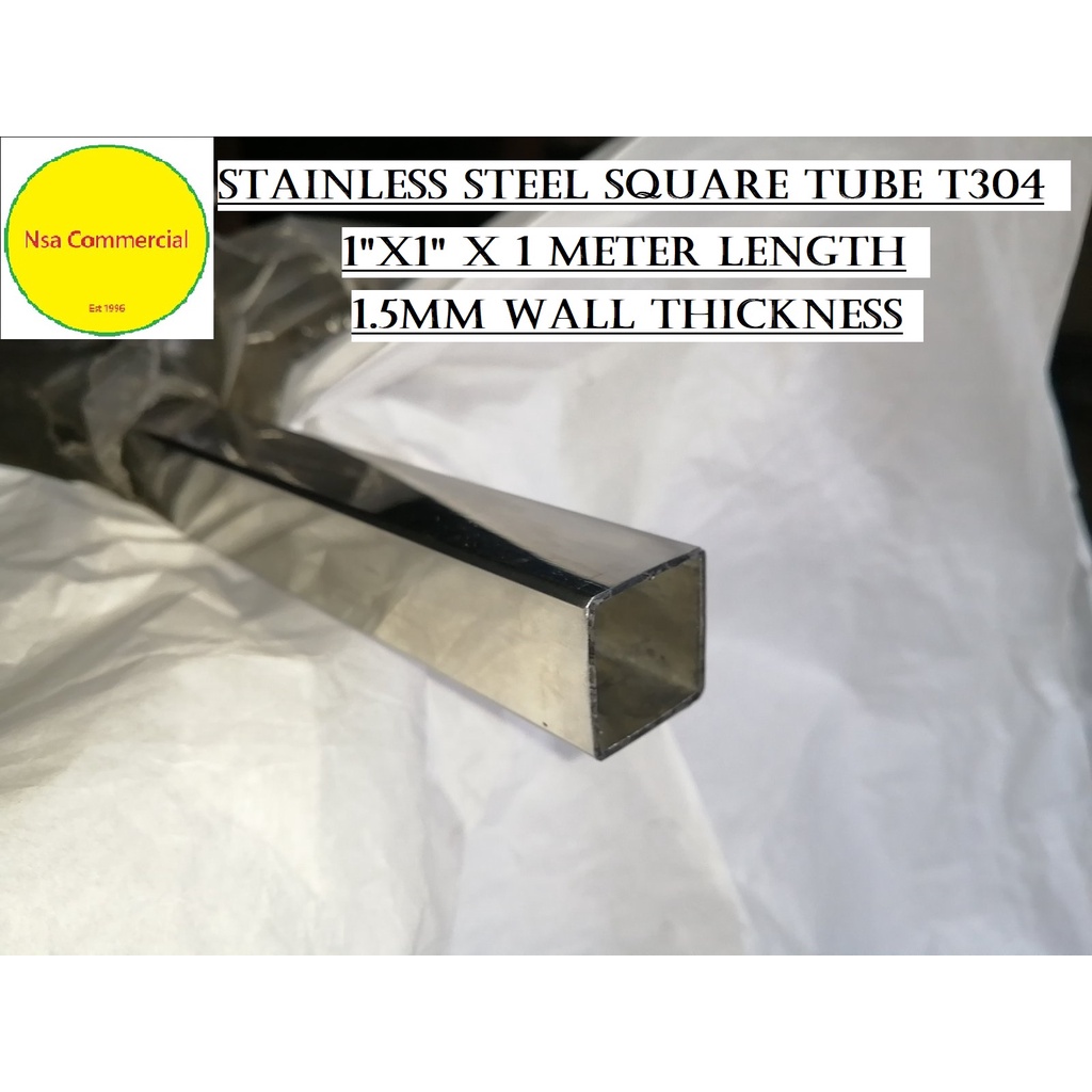 Stainless Steel Square tube 1" x 1" x 1 Meter Length (1.5mm thick) T304 ...