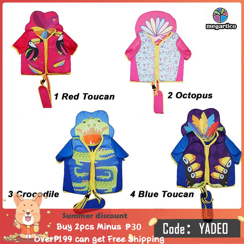 COD New Summer 1-4y/o Children Cartoon Safety Life Jacket Kids Beach ...