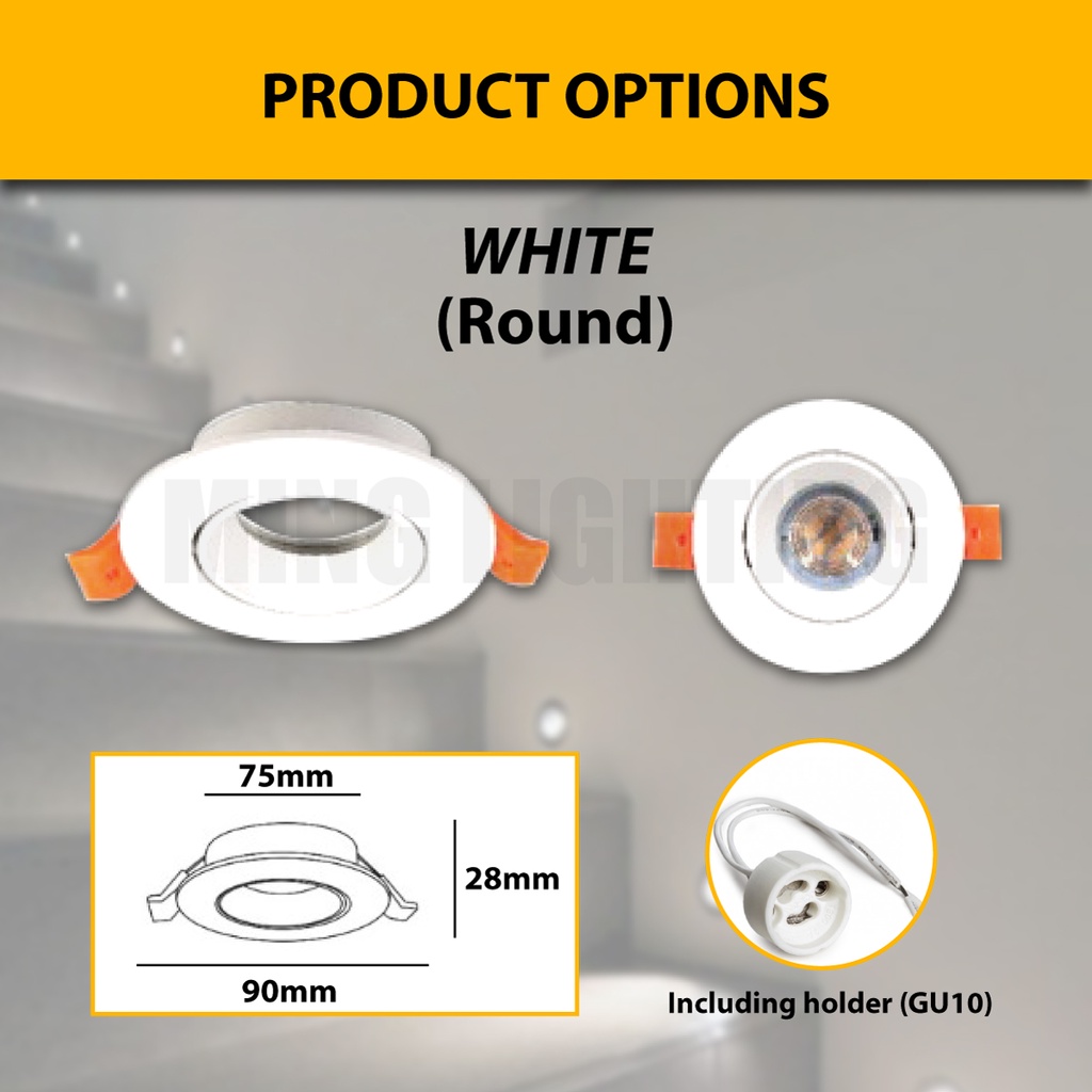 LED Eyeball Casing MR16 GU10 7W Bulb Replaceable Fitting Square Round ...