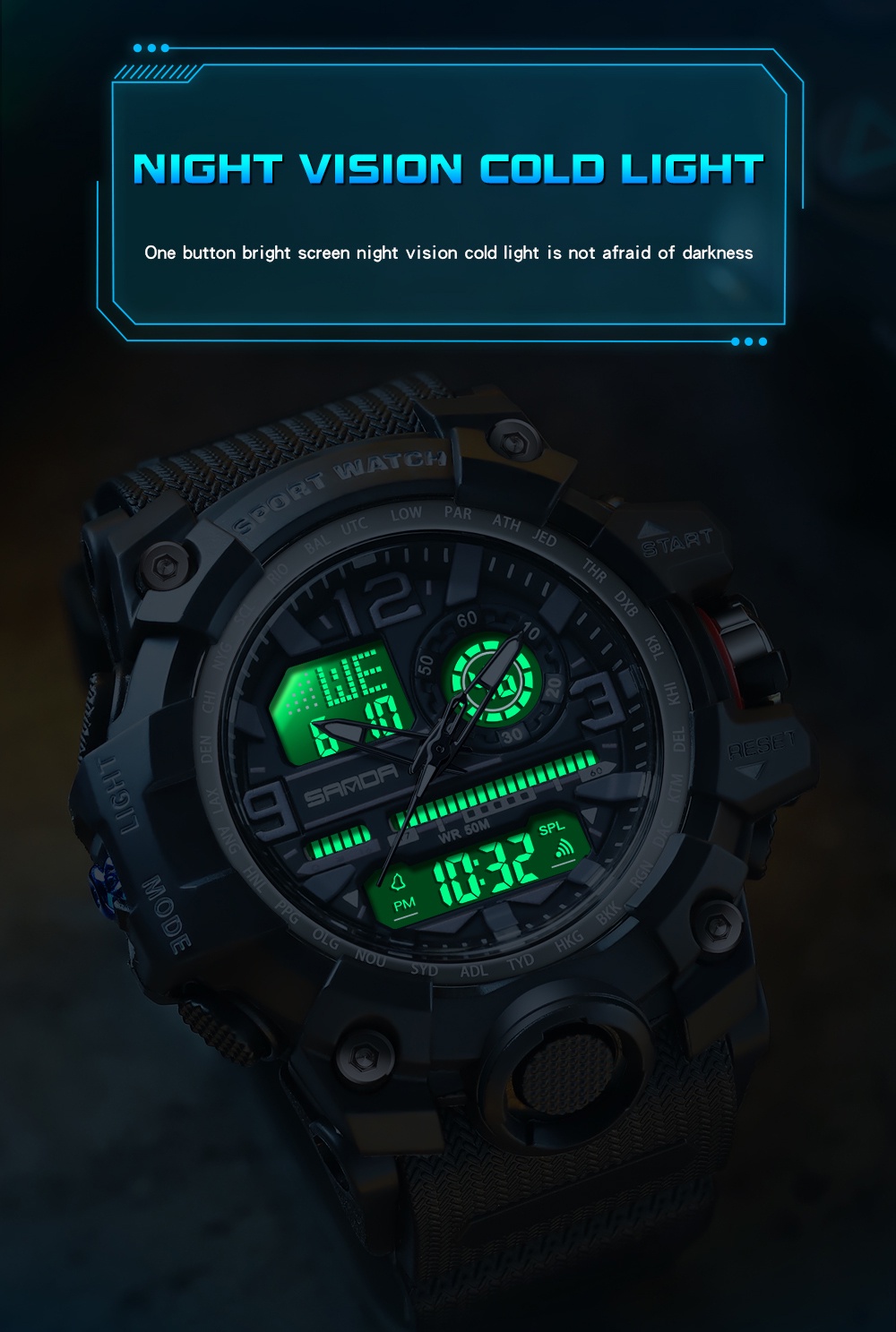 SANDA 3133 Men's Watches 50M Waterproof Shock Sports Quartz Watch ...