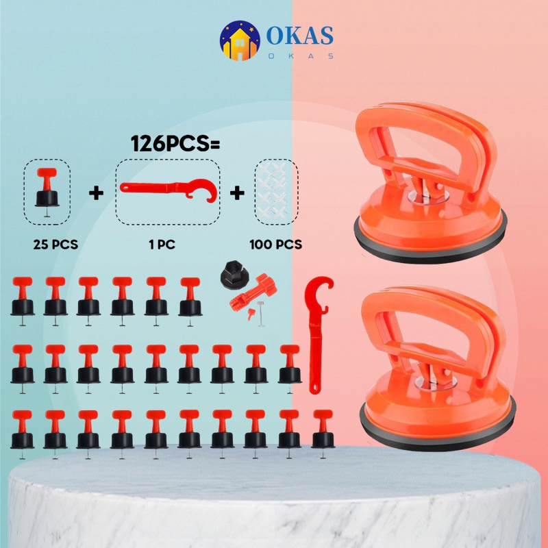 Reusable 126pcs Tile Spacers Leveling System Tool +2 Pcs Big Size ...