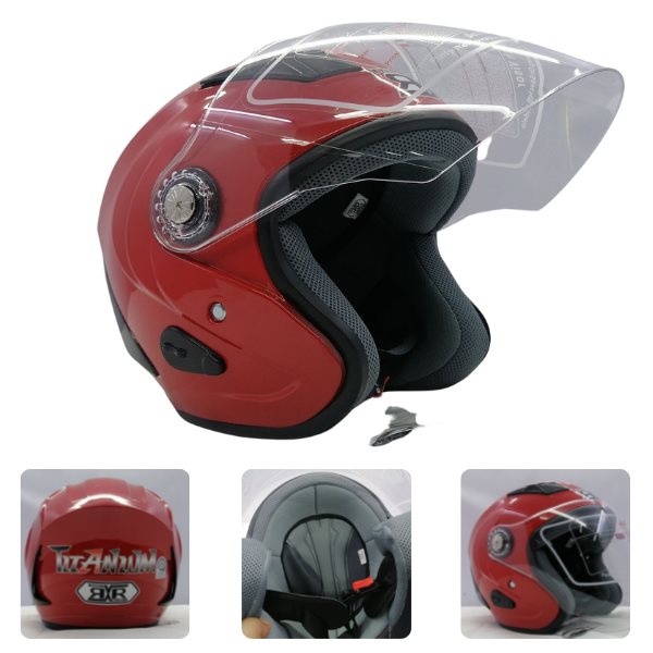 RXR GLOSSY RED OPEN FACE HELMET / MOTORCYCLE HALF FACE HELMET / HELMET ...