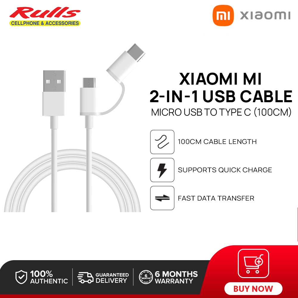 Xiaomi Mi 2 in 1 USB Cable | Micro-USB To Type-C | 100cm Length ...