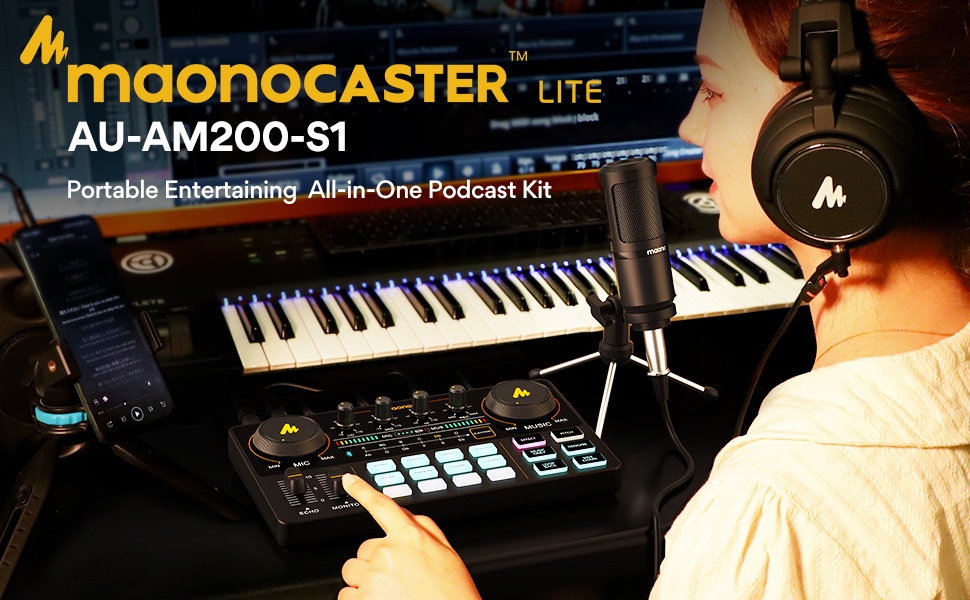 Maono AU-AM200-S1 Sound Card Condenser Microphone Set Professional ...