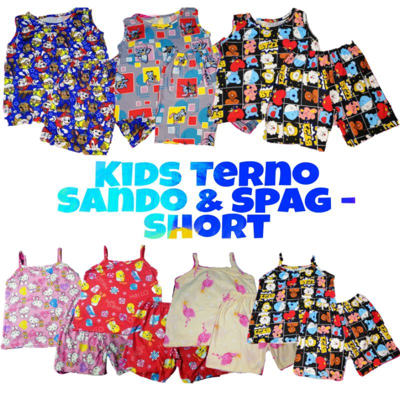 12 Sets! Kids 5-8 years old Terno Spag & Sando - Short Pambahay ...