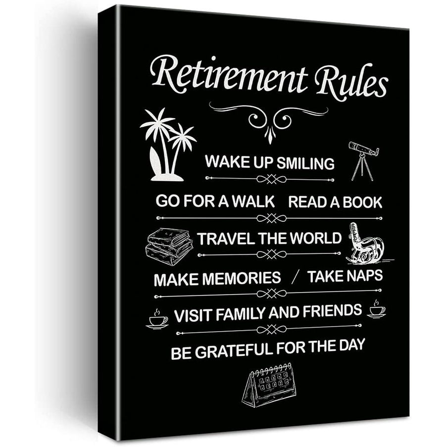 Funny Retirement Rules Sign Canvas Wall Art Metal Sign Home Decor ...