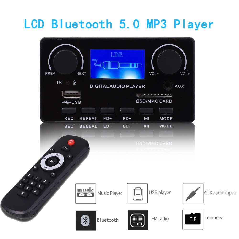LCD Lyrics Display Bluetooth 5.0 MP3 Decoder Board Support Handsfree ...