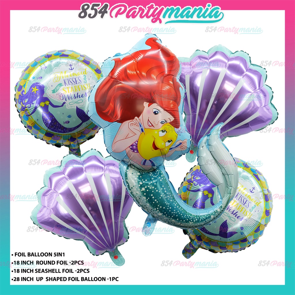 Little Mermaid 5pcs Foil Balloon set Party decor set under the sea ...