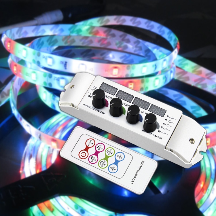 DC12V -24V Knob RGBW controller with RF wireless Remote RGB Controller ...