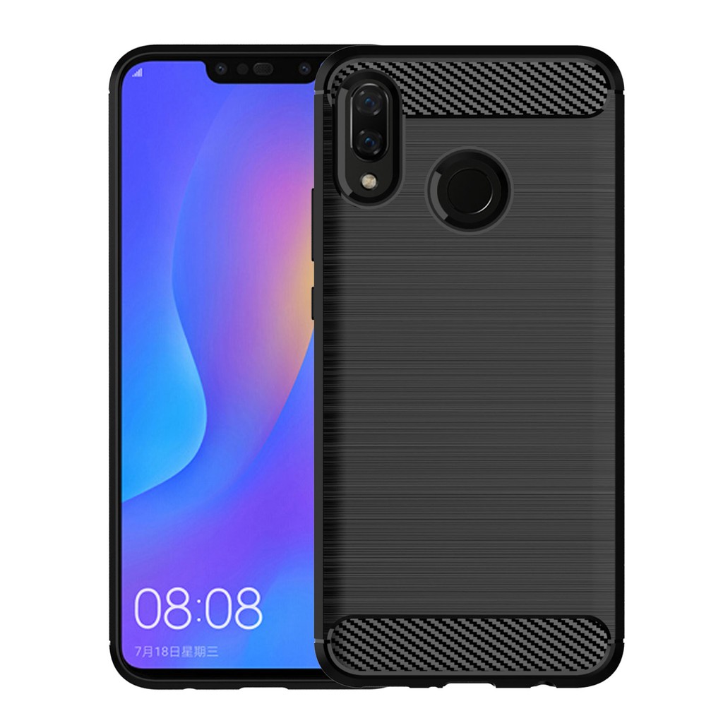 Huawei Nova 3i Casing Armor Carbon Fiber TPU Soft Silicone Back Cover Huawei Nova3i 3 i Case ...