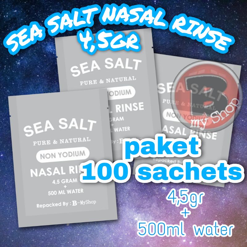 100 SACHETS 4,5GR SEA SALT NASAL RINSE - NATURAL SALT FOR NOSE WASHING ...