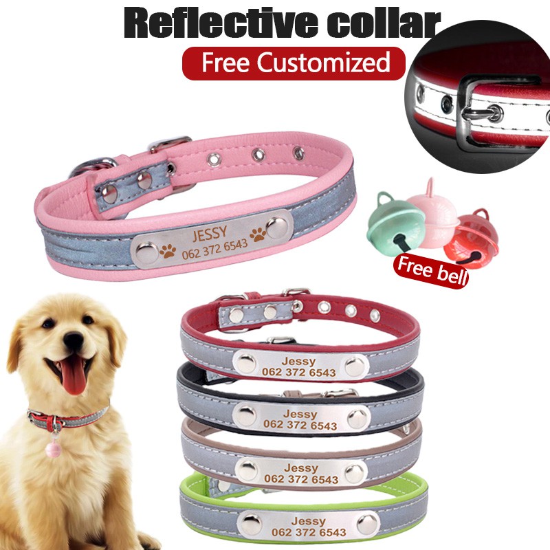 Free Engraving Pet Dog Collar Personalized Pet cat Dog Leather ...