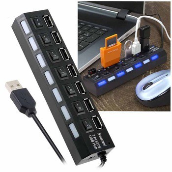 Universal High Power USB Hub 7 Ports High Speed ON/OFF Switch Adapter ...