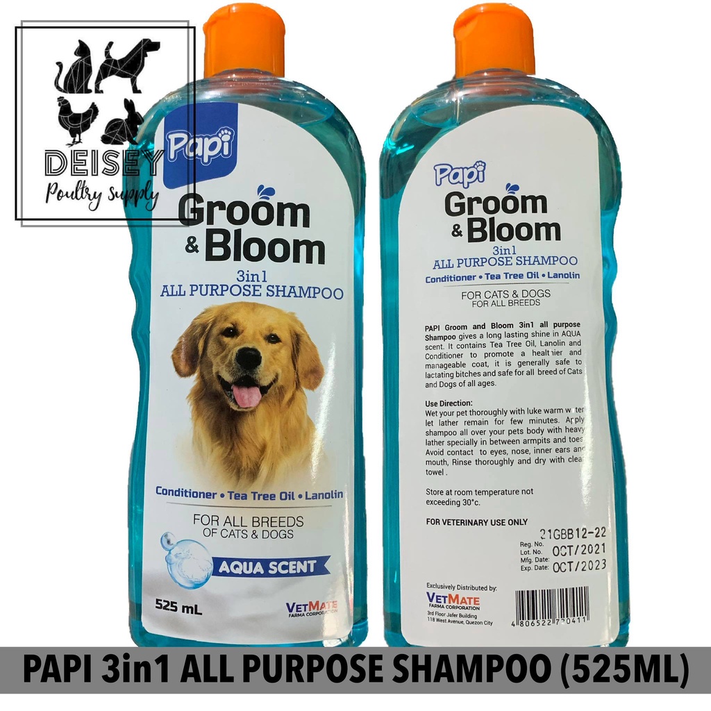 PAPI GROOM & BLOOM 3IN1 ALL PURPOSE SHAMPOO FOR DOG & CAT (525ML ...