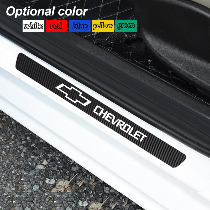 4Pcs Car Door Sill Anti-Scratch Carbon Fiber Stickers For Chevrolet ...