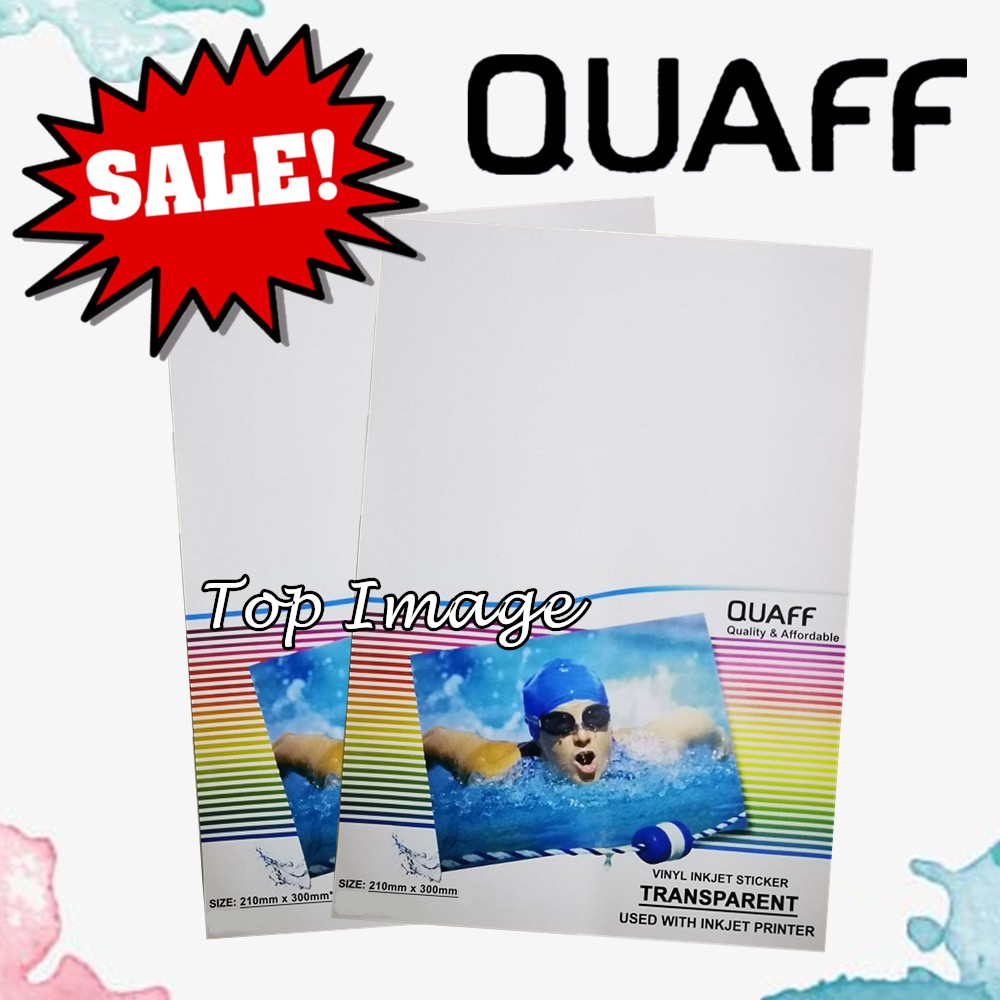 Quaff A4 Printable vinyl Sticker Transparent sticker for inkjet printer ...