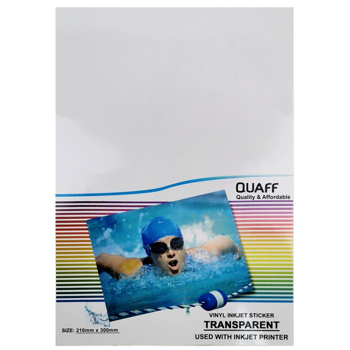 Quaff transparent & matte white vinyl inkjet printable sticker A4 size ...