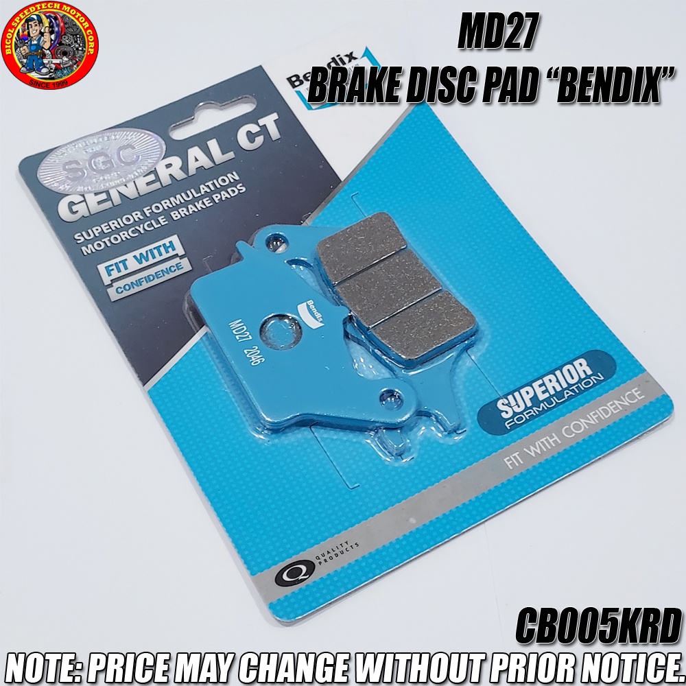 BENDIX MD27 BRAKE DISC PAD ZOOMER/CLICK125I/BEAT FI/CARB/SCOOPY/TRICITY ...