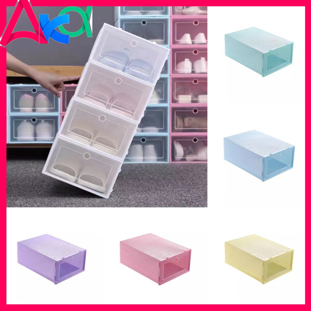 2pcs set thick plastic folding shoe box/boxes,shoe storage/rack ...