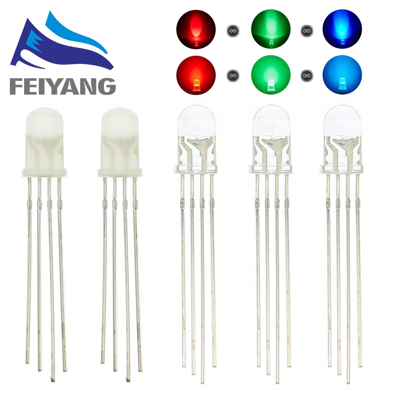 10pcs 5mm RGB LED Emitting Diode Micro Indicator Red Green Blue ...