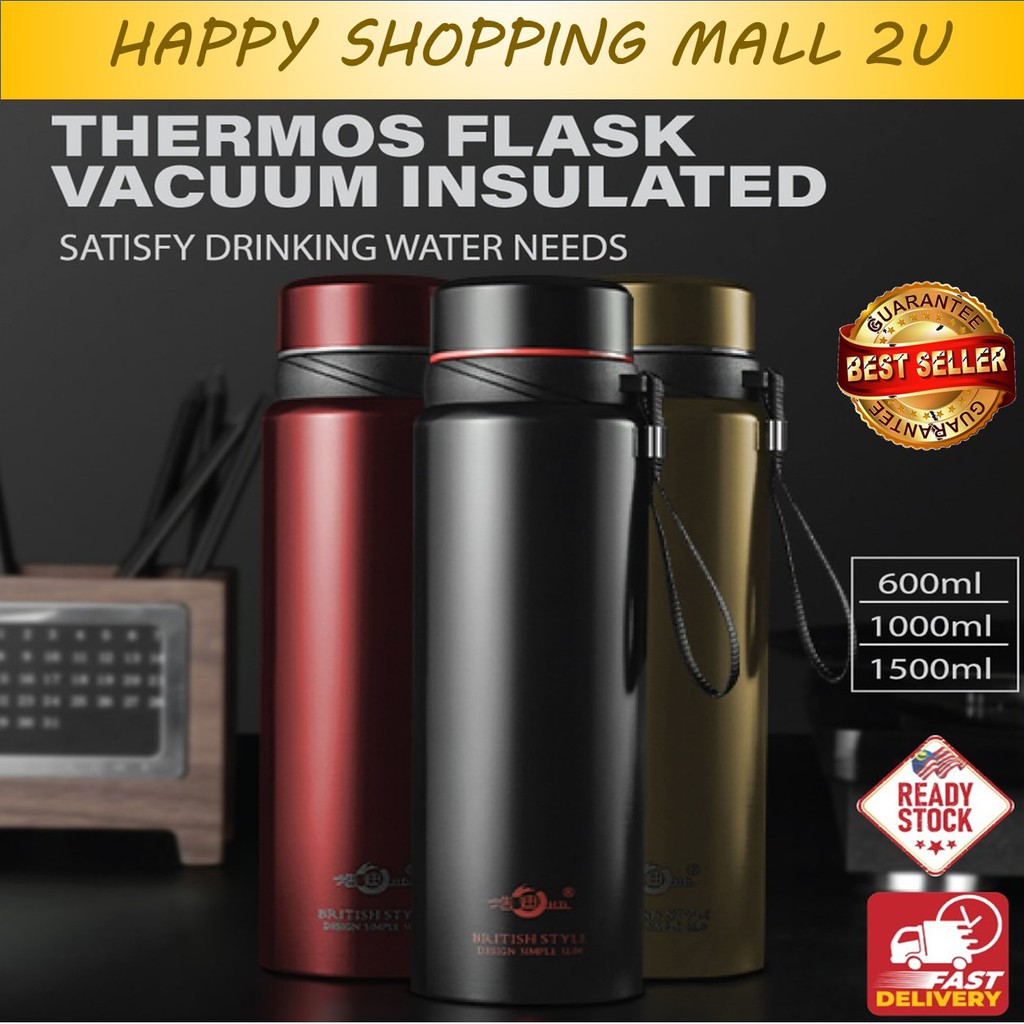 Stainless Steel 304 Thermos Flask, Air Botol Termos, Vacuum Insulated ...