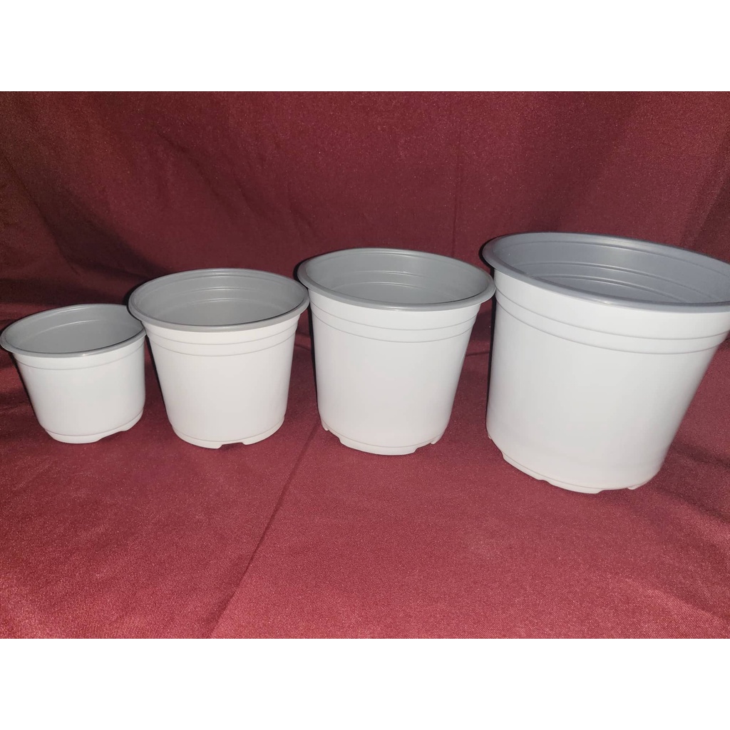 pinamurang white round pots for plants P11 P14 P20 P25 - plastic paso ...