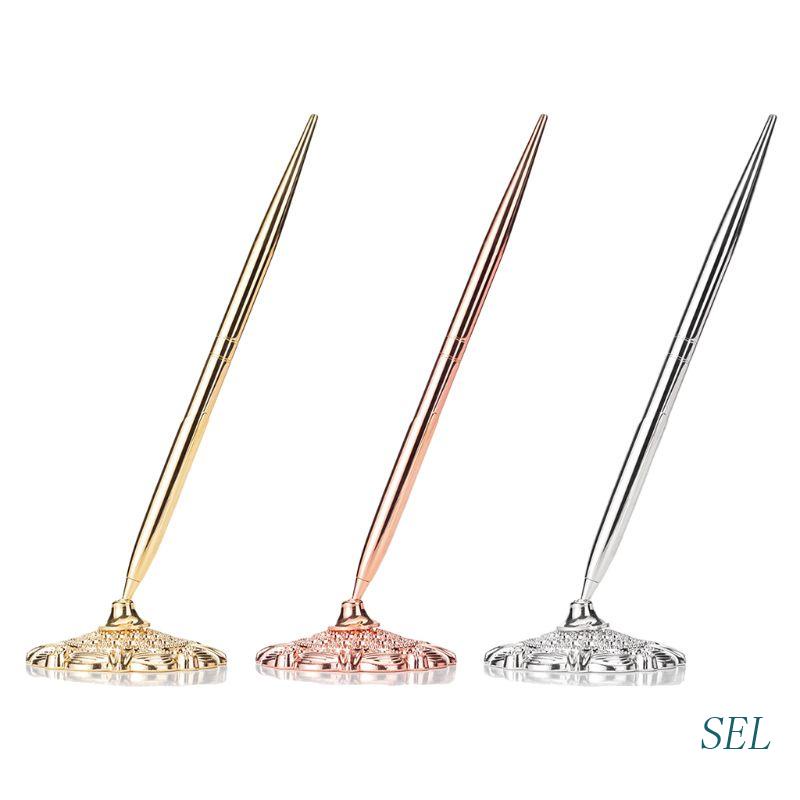 SEL Retro Metal Ballpoint Pen Attached Base Stand Desk Office Counter ...