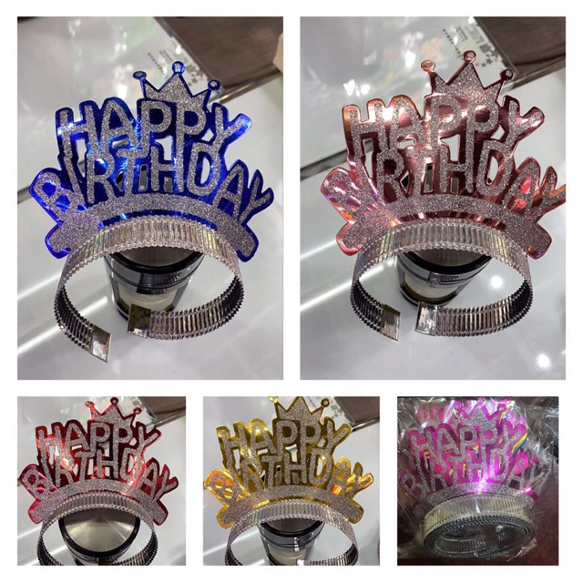 Head crown with glitter Happy Birthday Crown ( 6pcs per 1pck) | Shopee ...