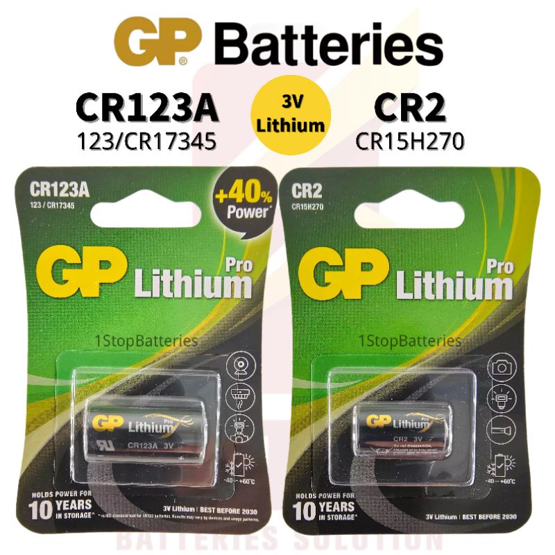 GP 3V Lithium Pro Battery (CR123A/123/CR17345 )(CR2/CR15H270)EXP-2030 ...