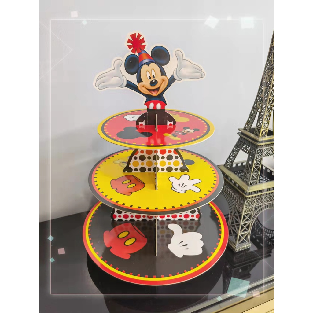 INS Disney theme 3D Mickey Mouse Three Layers Cup cake Stand rack party ...