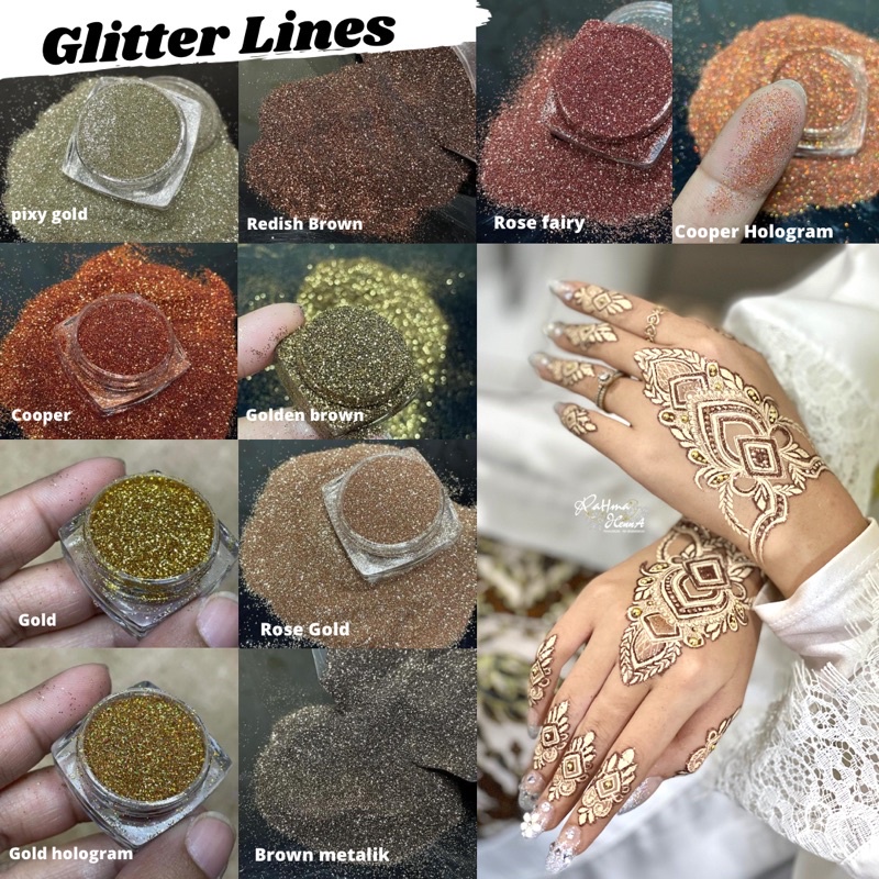 0,1mm GLITTER LINES HENNA LATTE, GLITTER FINISHING HENNA LATTE | Shopee ...