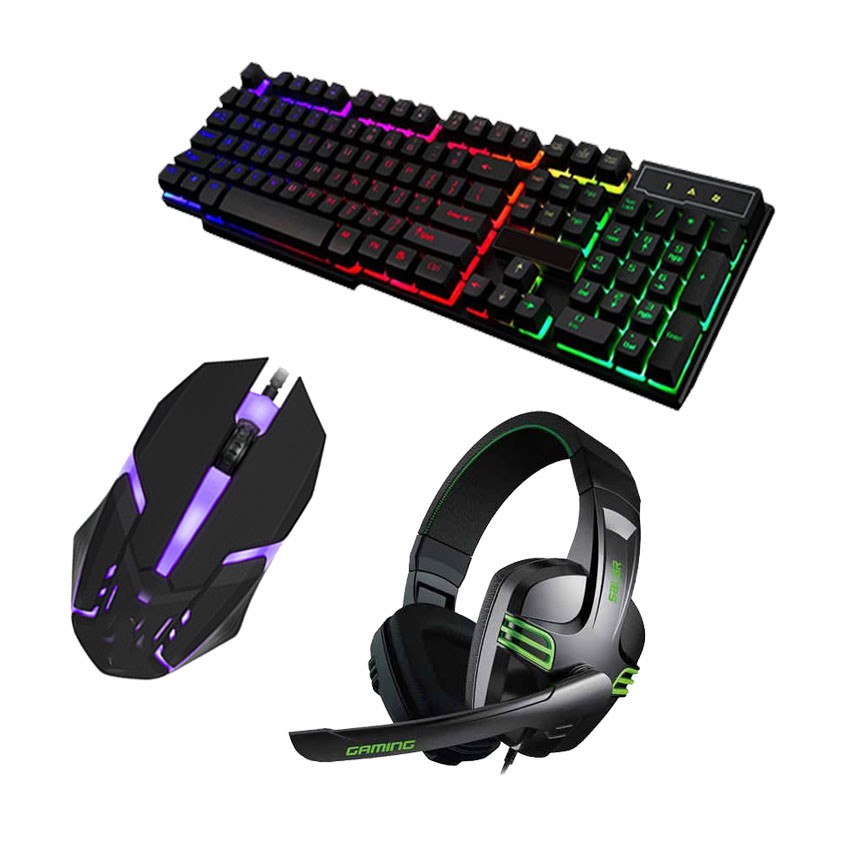 Gaming Keyboard Mouse Set LED Rainbow RGB Backlight Game Equipment USB ...