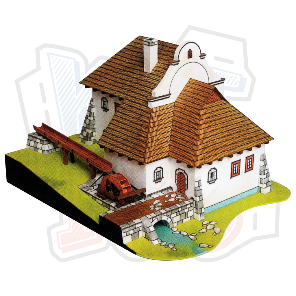 A Beautiful Water Mill House architectural paper model | Shopee Philippines