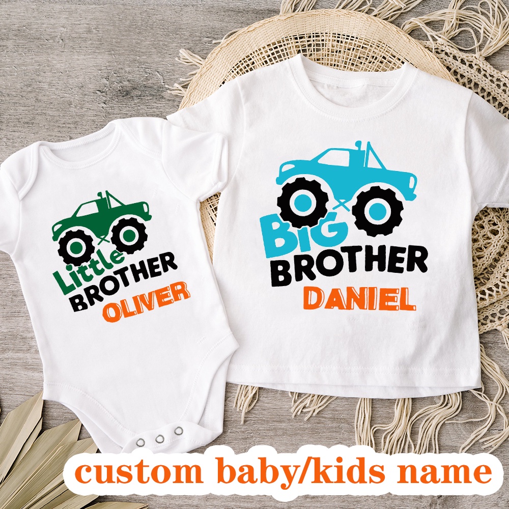 Personalised Big Brother Little Brother Matching T-shirts Funny Custom ...