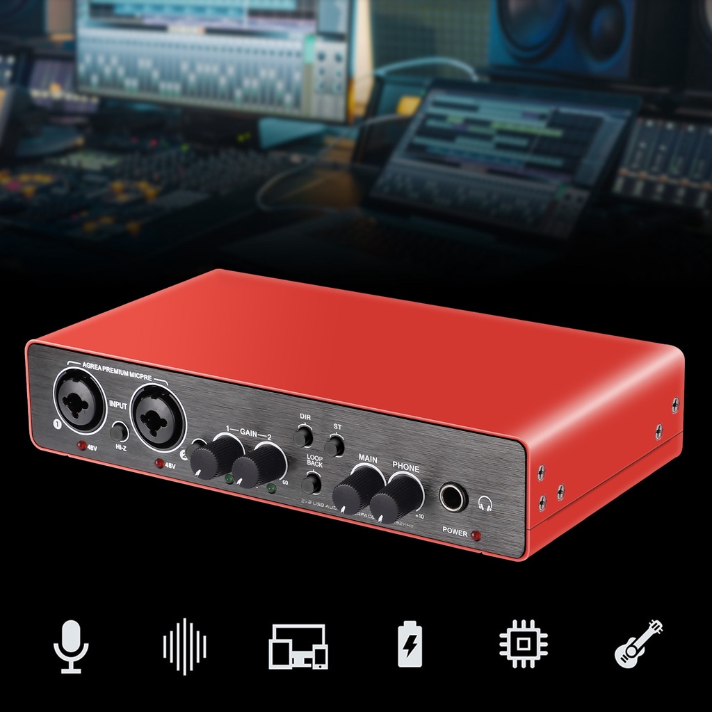 Uc22 Audio Interface Sound Card 24-Bit/192khz Ad Converter Electric ...