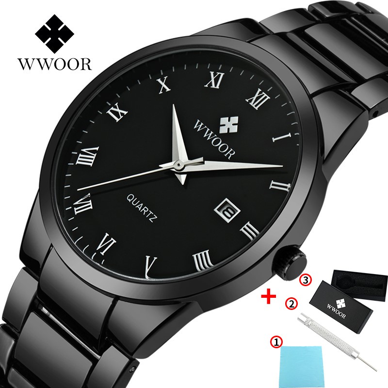 Wwoor Watch For Men Quartz Analog Clock Waterproof Stainless Steel ...