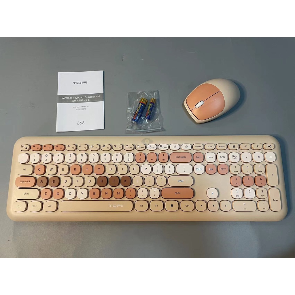 Original Mofii 666 Mixed Color Keycap 2 4ghz Wireless Keyboard And Mouse Combo Set For Home